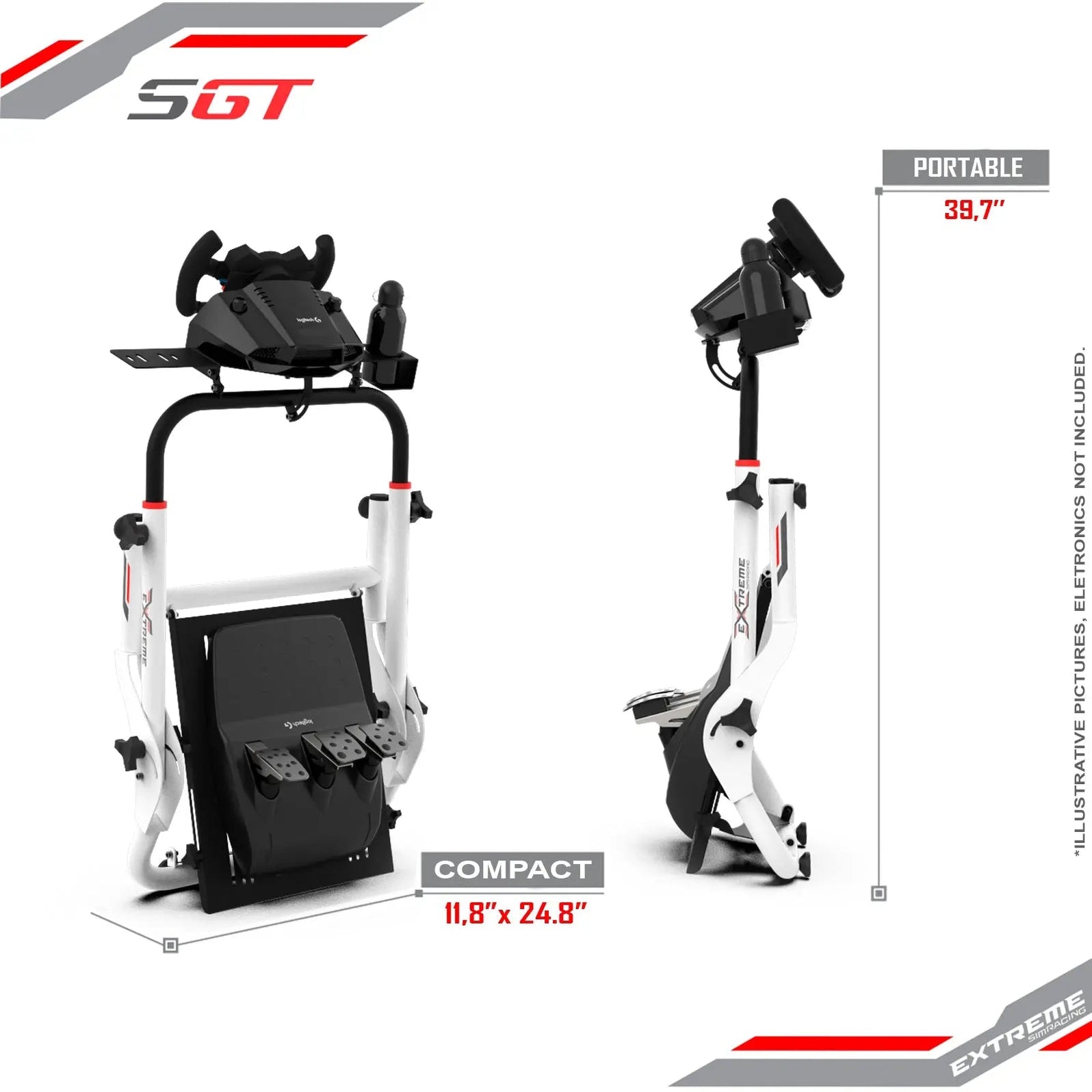 Extreme SimRacing Wheel Stand SGT White Edition (Wheel Locks Included ...